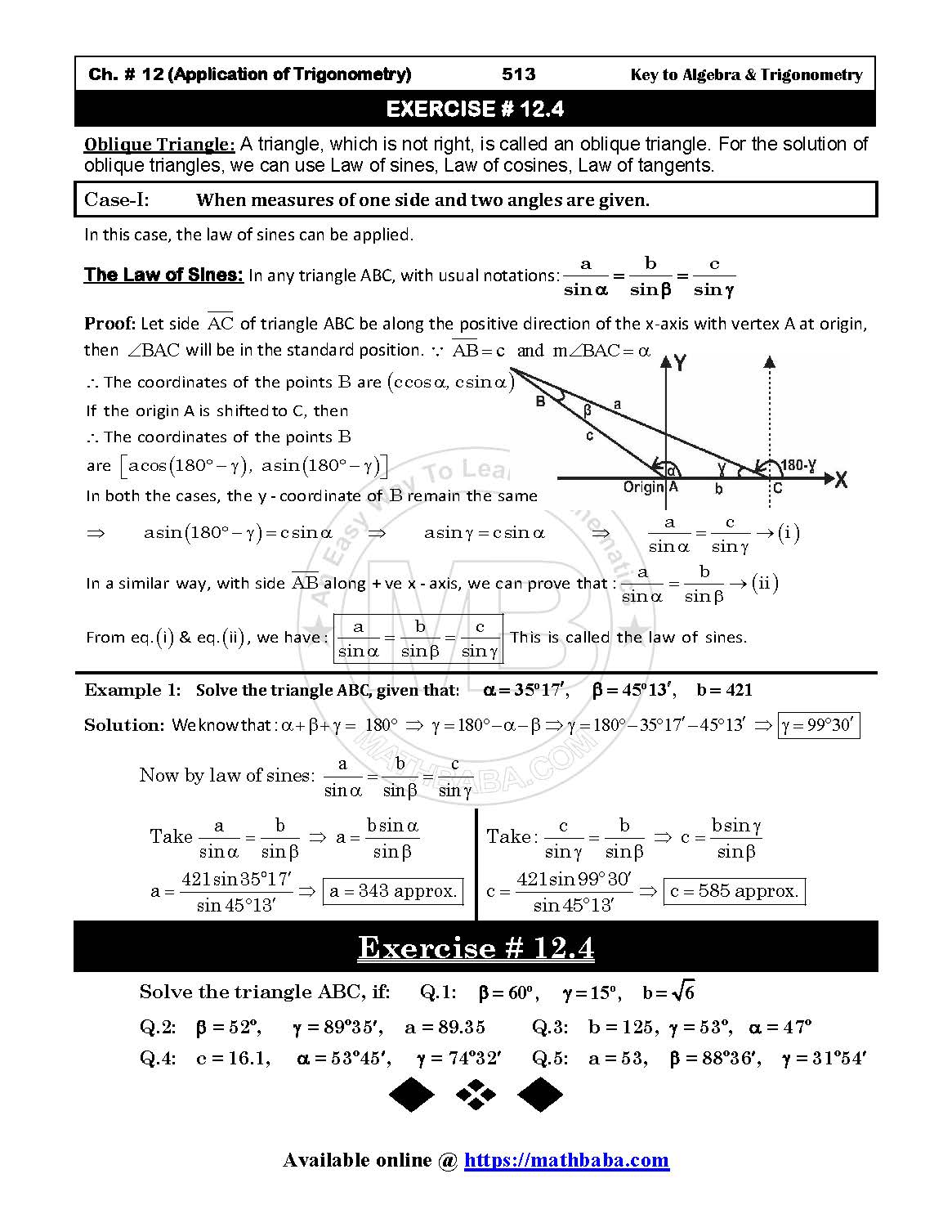 Exercise # 12.4 | FSc 1st Year