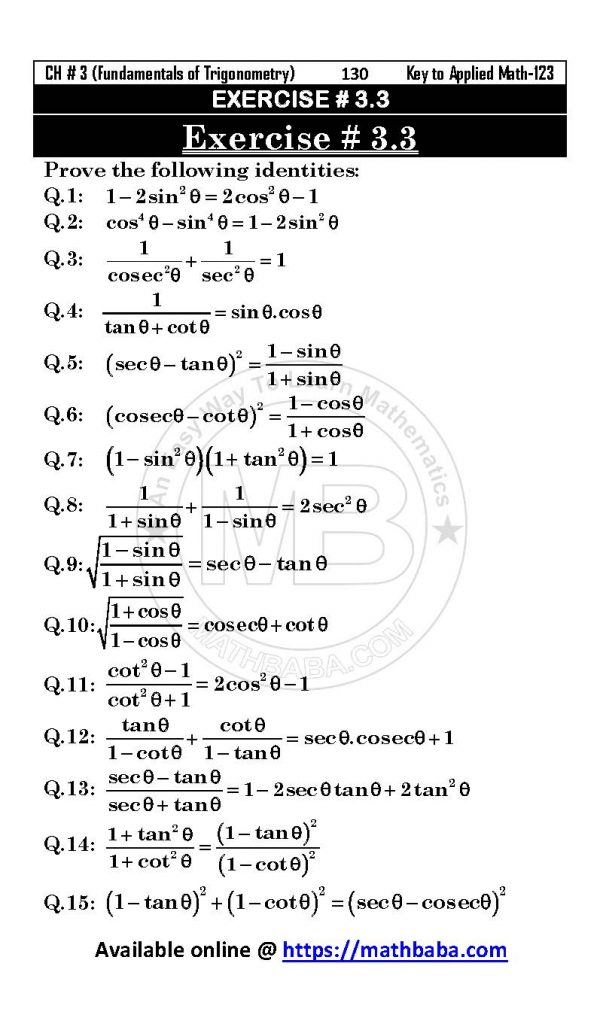 Exercise 3 3 Math 123 Math Baba